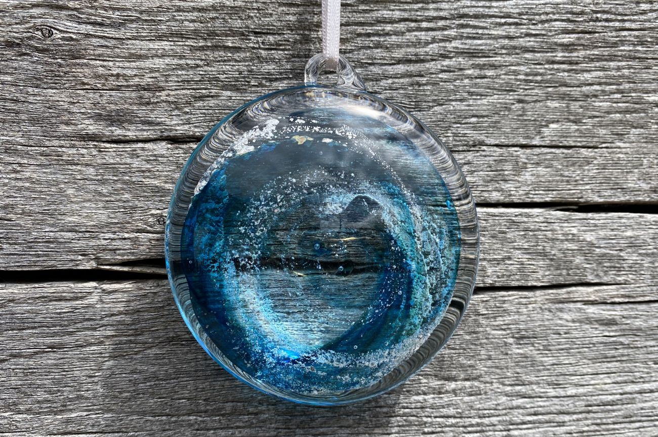 Sun Disk with Encased Ashes and Ribbon | Remembrance Glass ...