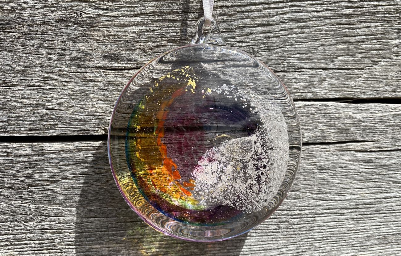 Sun Disk with Encased Ashes and Ribbon | Remembrance Glass ...