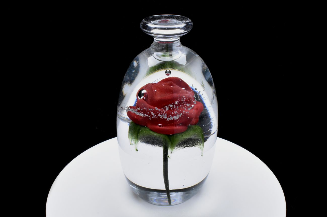 Remembrance Glass Rose in Bell Jar with Encased Ashes | Remembrance ...